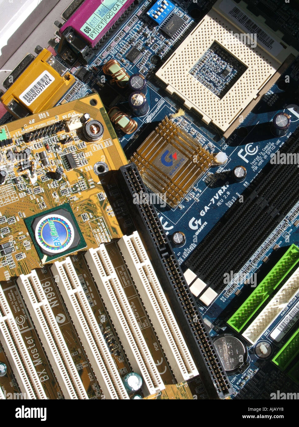 computer motherboard and chips microchips circuits Stock Photo - Alamy