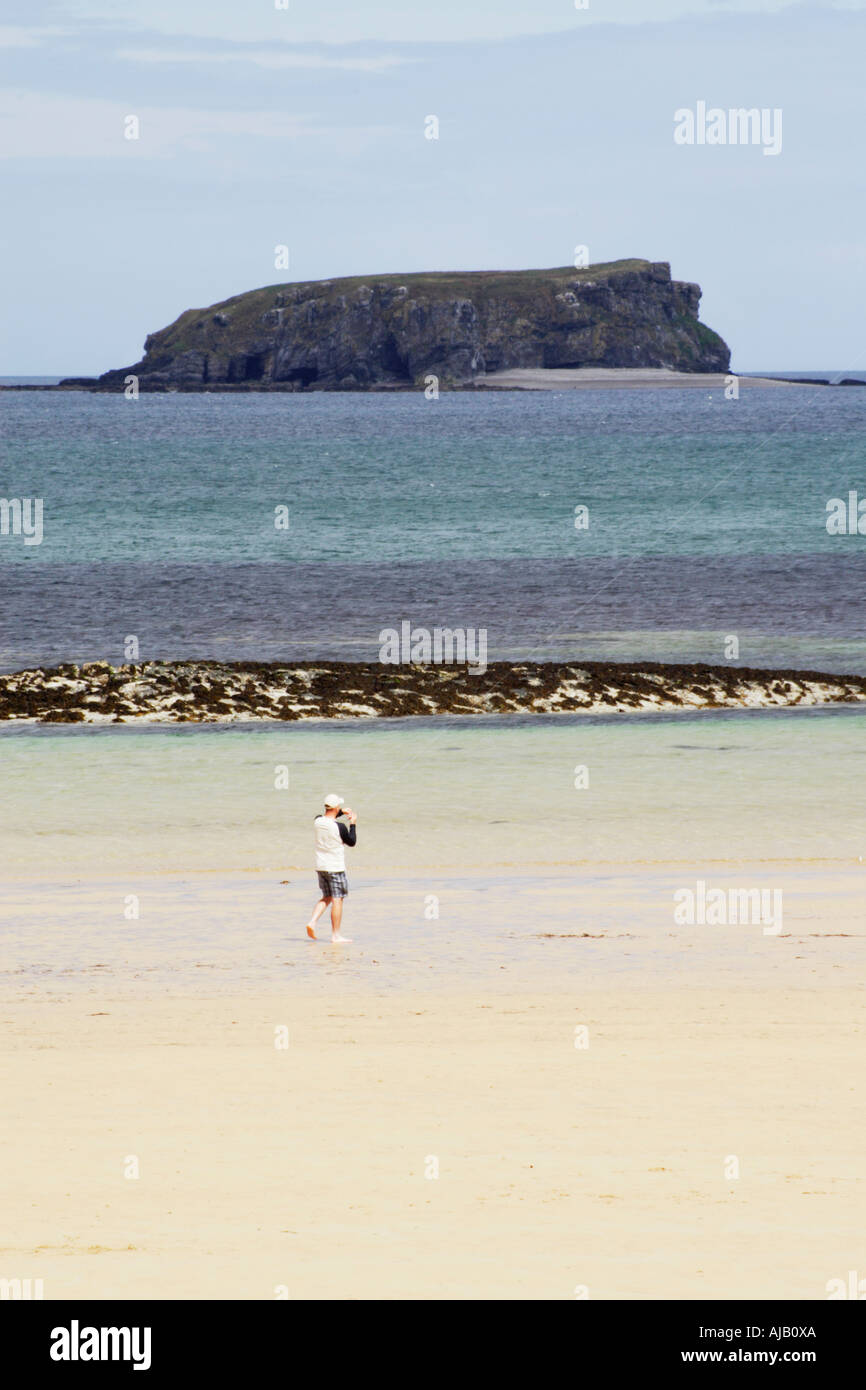 Glasheady island seen from Pollan Strand, Ballyliffin, Eire Stock Photo ...