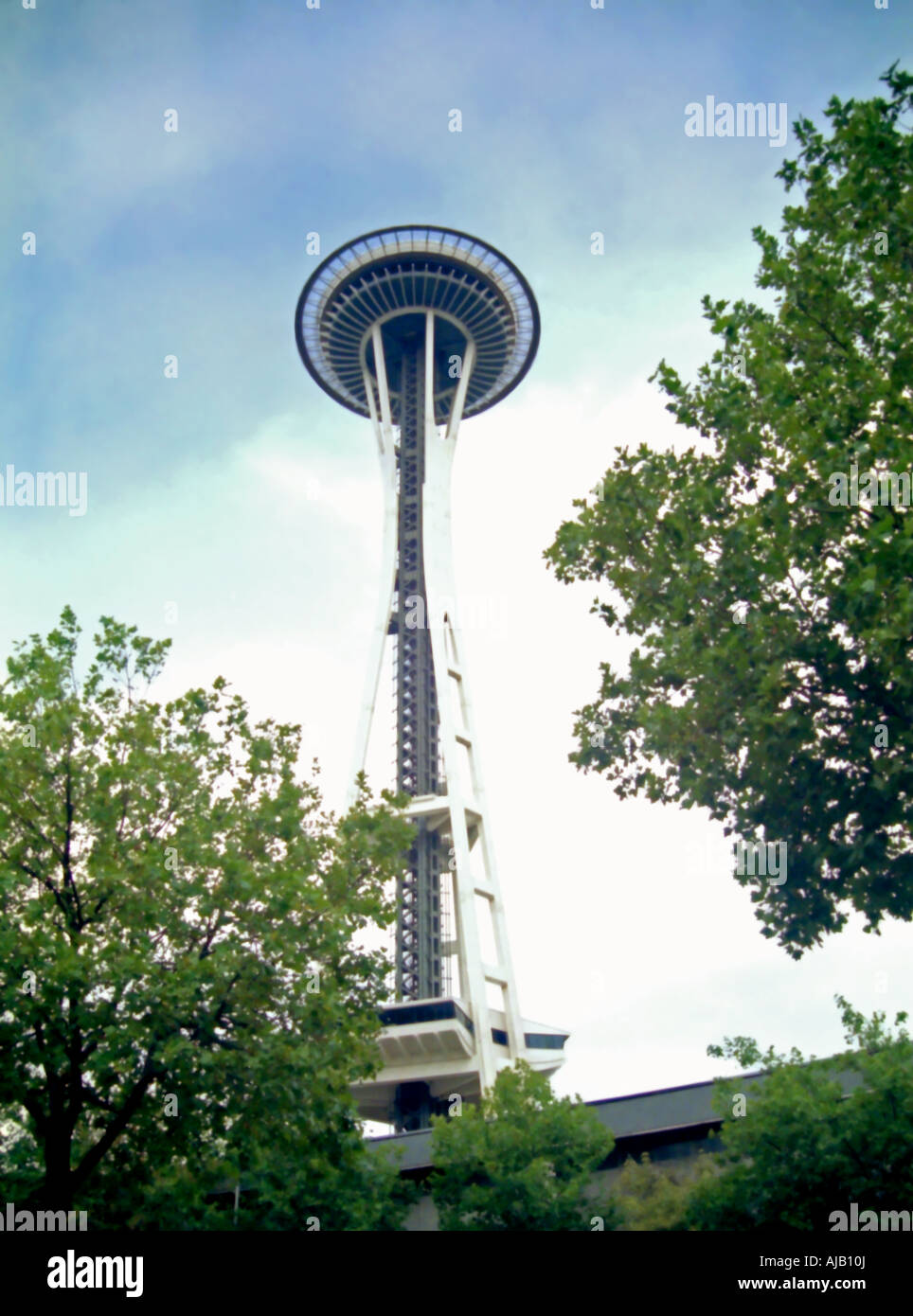 A view from ground level of the well-known & timeless Space Needle in ...