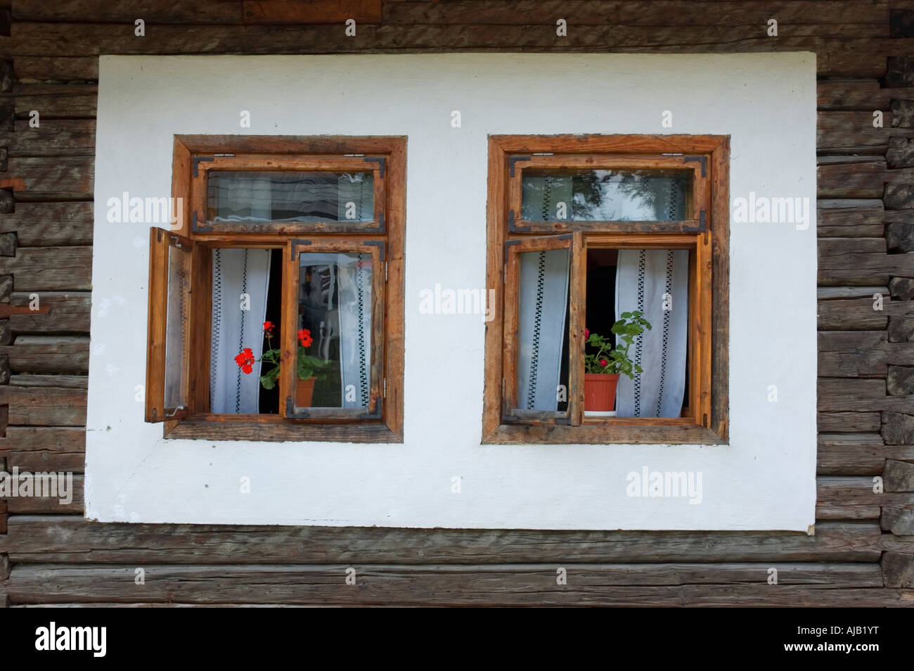 Traditional house with windows from Moldova in Village Ethnographic ...