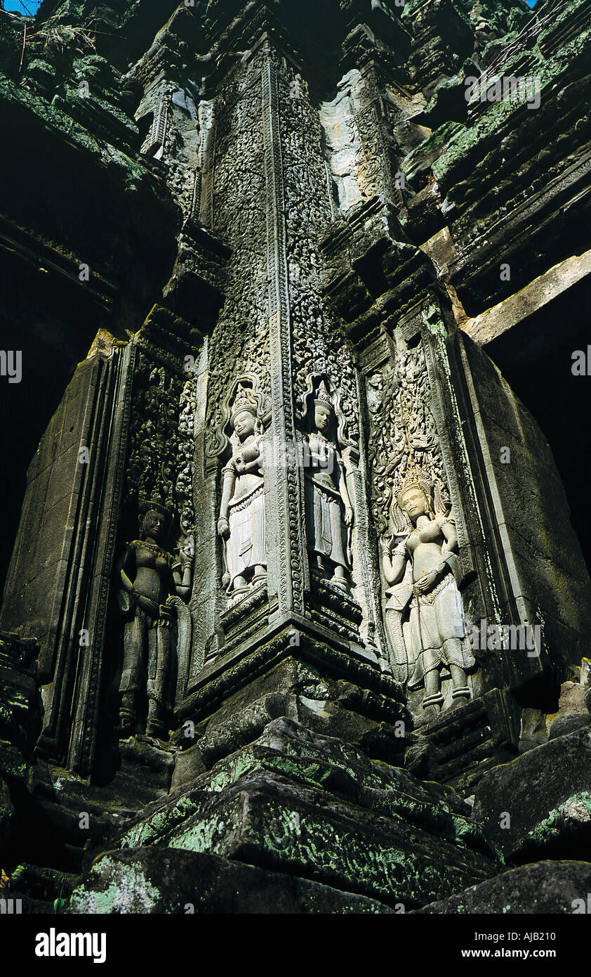 detail of apsara carvings ta prom angkor cambodia se asia Stock Photo ...