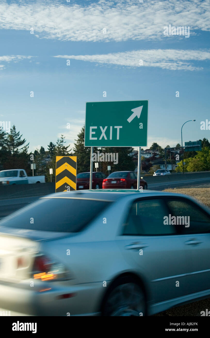 Car Exiting off Highway Stock Photo - Alamy