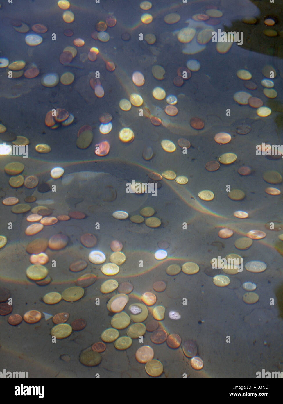 lots of coins in a wishing well Stock Photo - Alamy