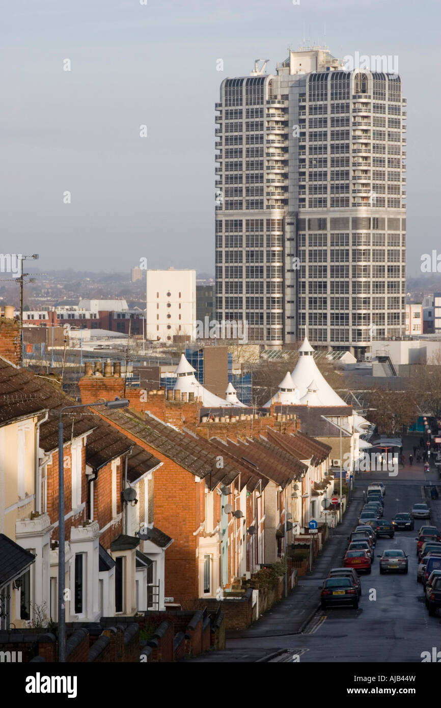 Street in Swindon overlooking Swindon town centre and the tented market ...
