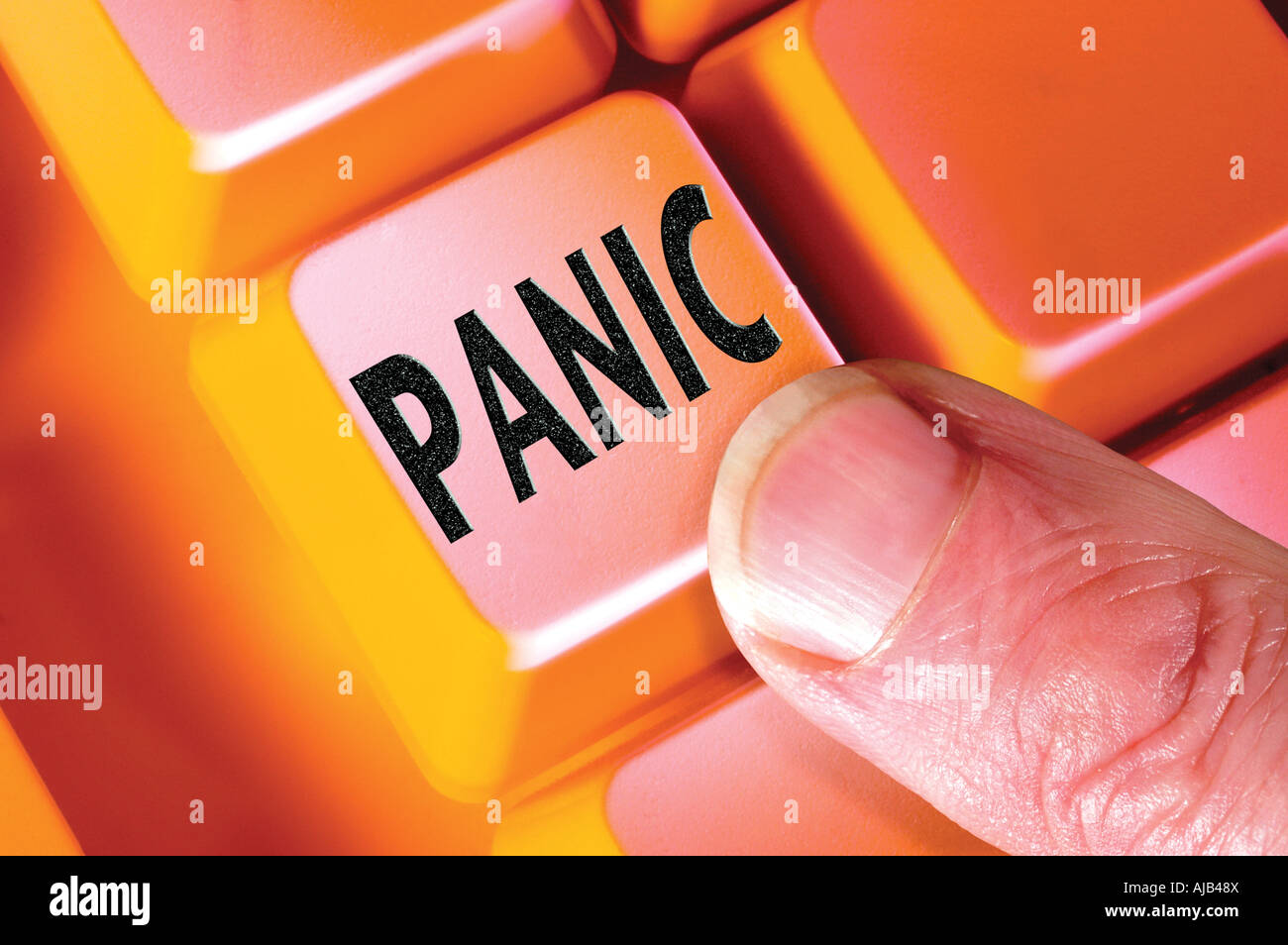 finger on panic key button on computer keyboard Stock Photo - Alamy