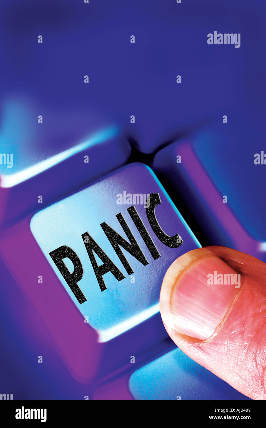 finger on panic key button on computer keyboard Stock Photo - Alamy