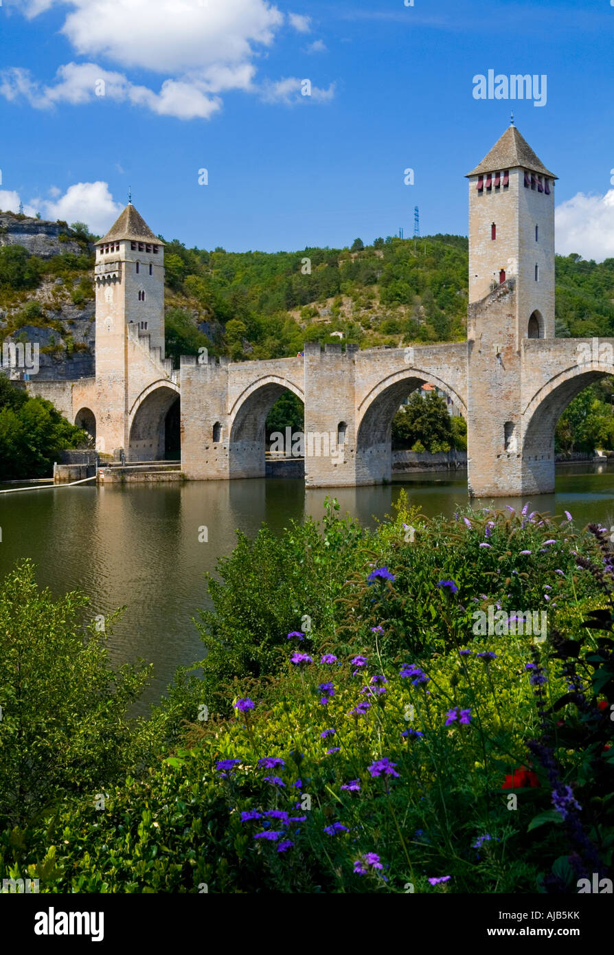 Pont Valentre a fortified medieval bridge on the River Lot built in the ...