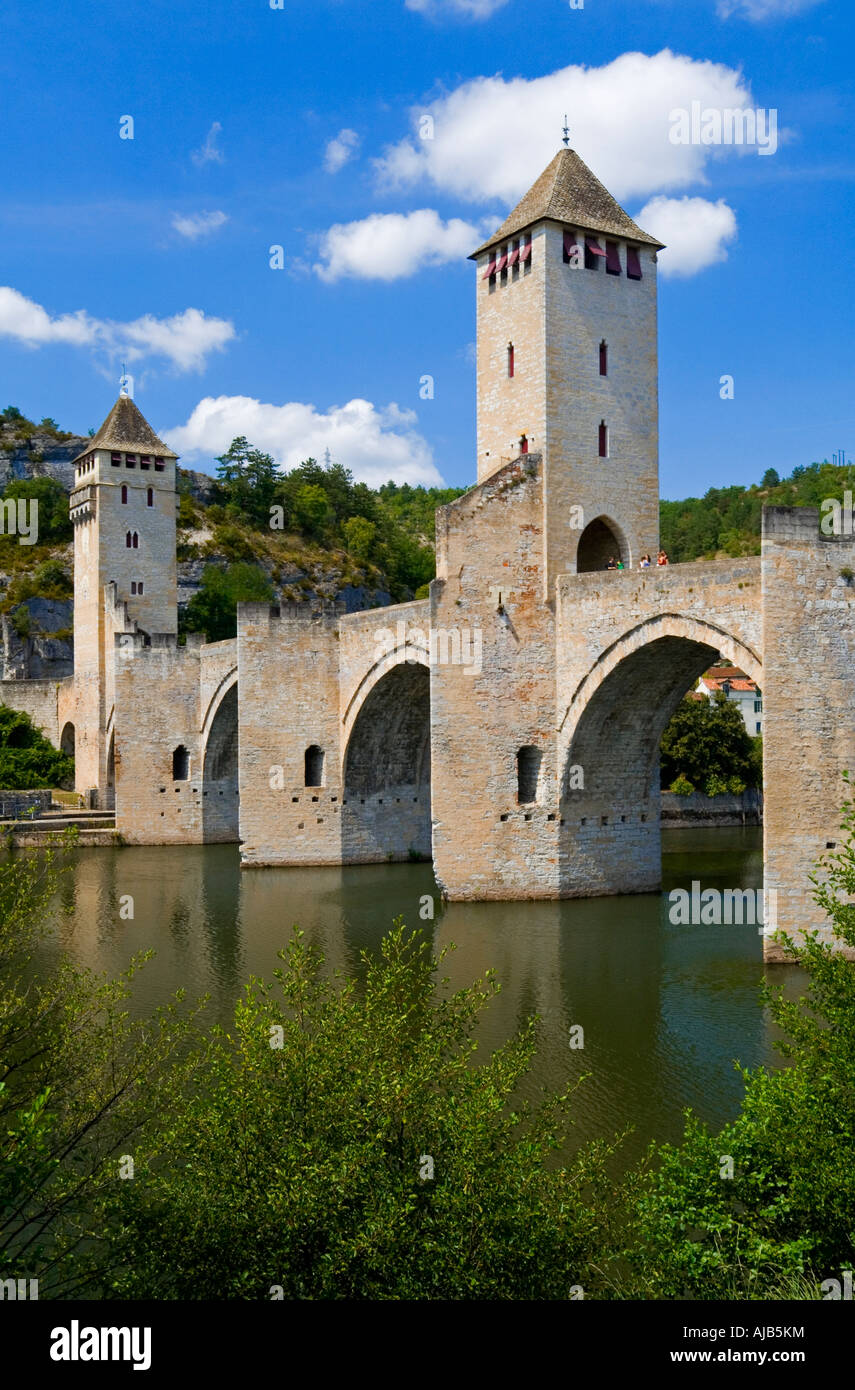 Pont Valentre a fortified medieval bridge on the River Lot built in the ...