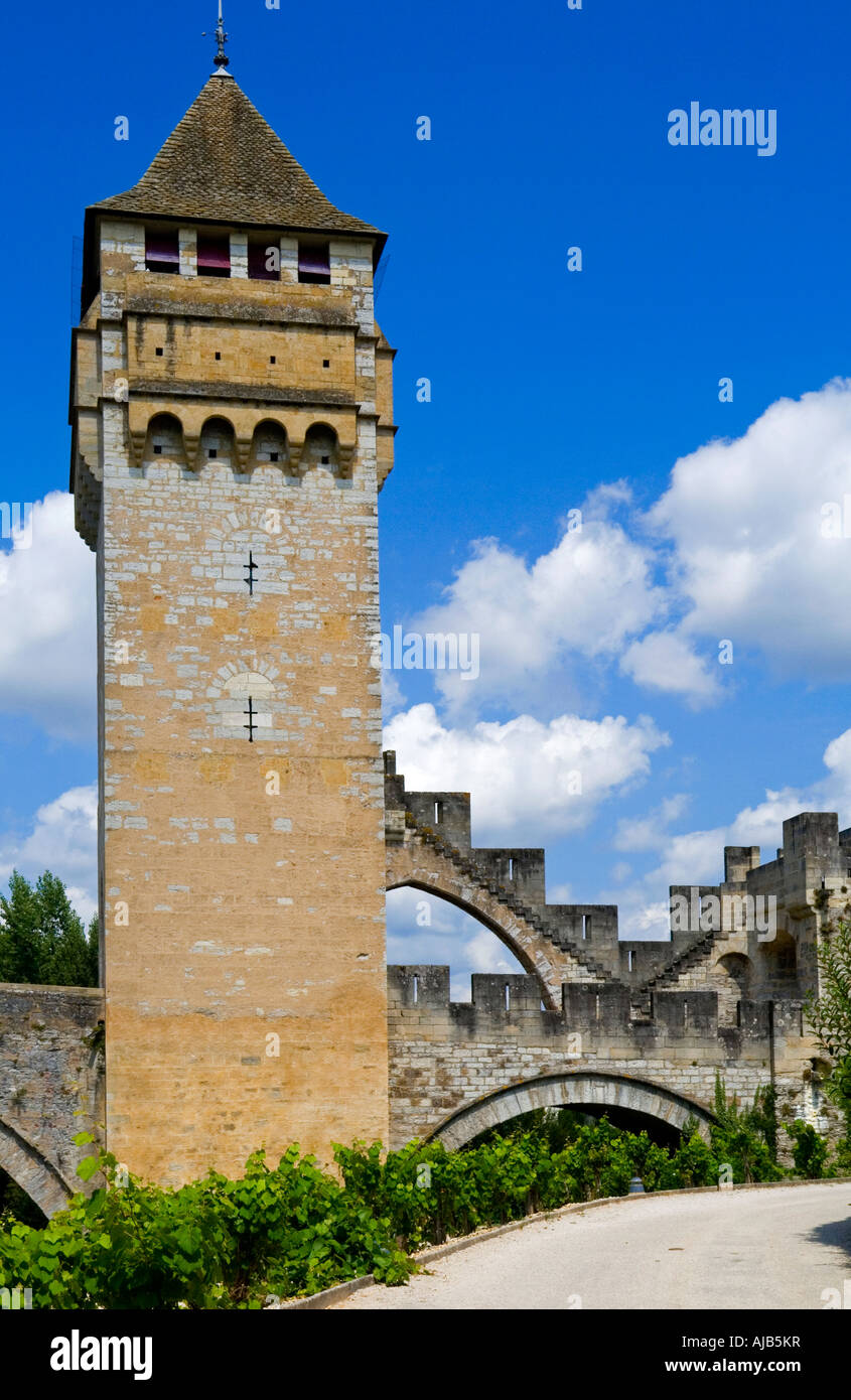Pont Valentre a fortified medieval bridge on the River Lot built in the ...