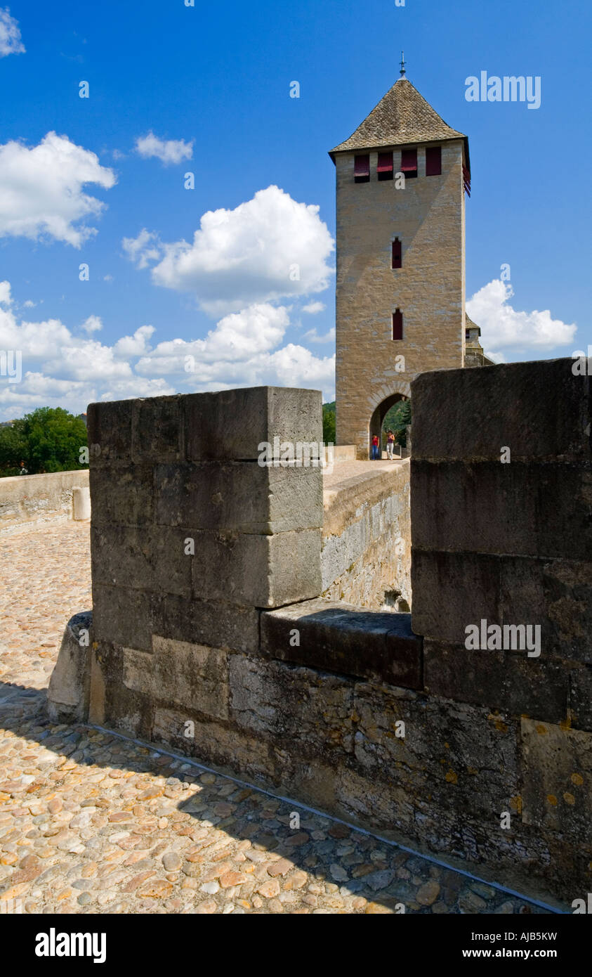 Pont Valentre a fortified medieval bridge on the River Lot built in the ...