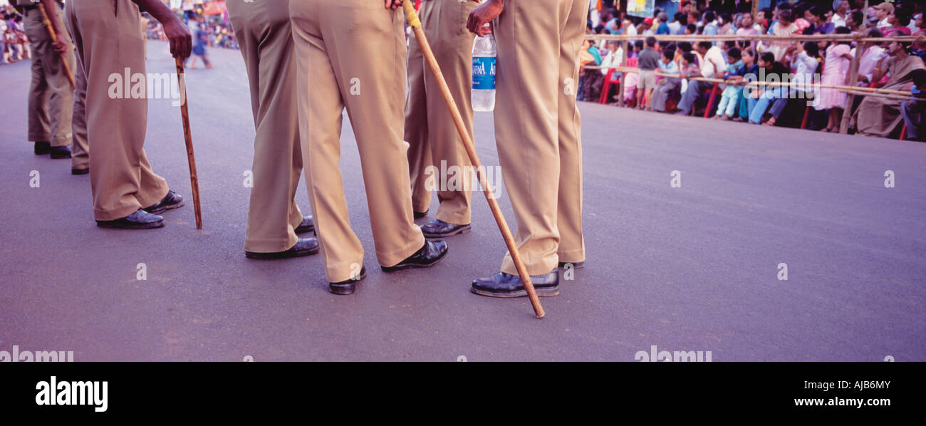 Indian police with sticks hi-res stock photography and images - Alamy
