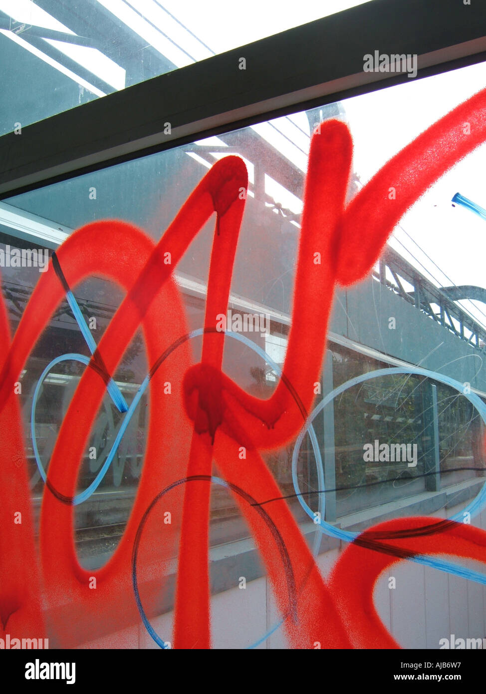 urban city graffiti on window Stock Photo - Alamy