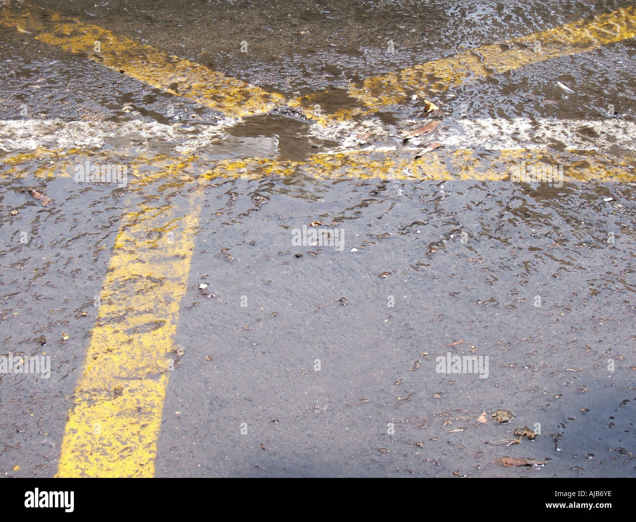 wet road in rain Stock Photo - Alamy