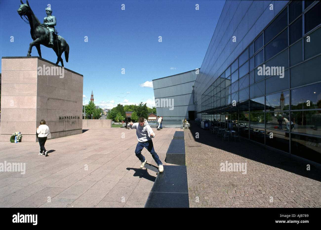 museum for modern art with the statue of Mannerheim Stock Photo - Alamy