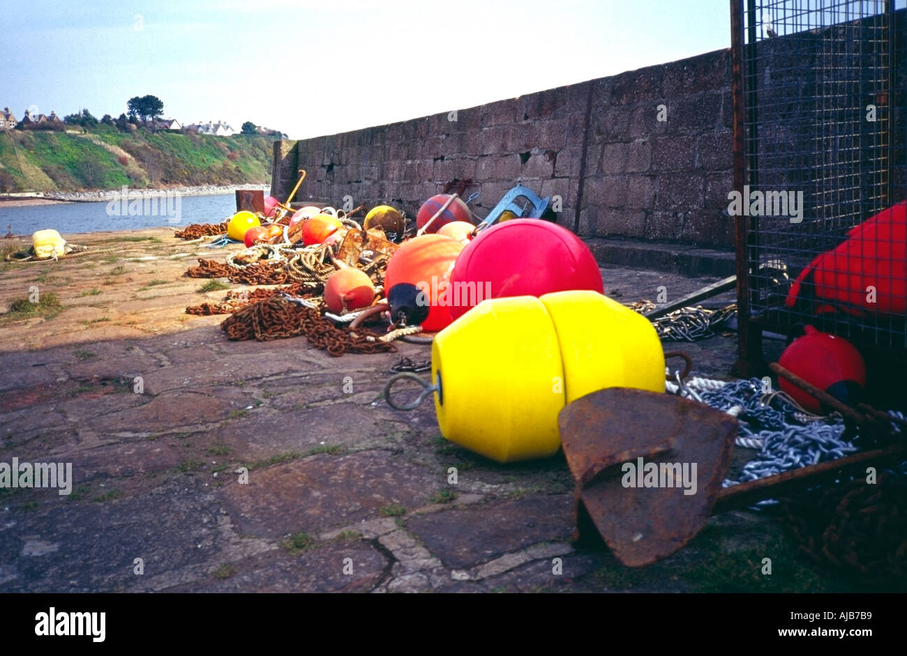 mooring bouys and chains ready to be laid Fortrose harbour black isle ...