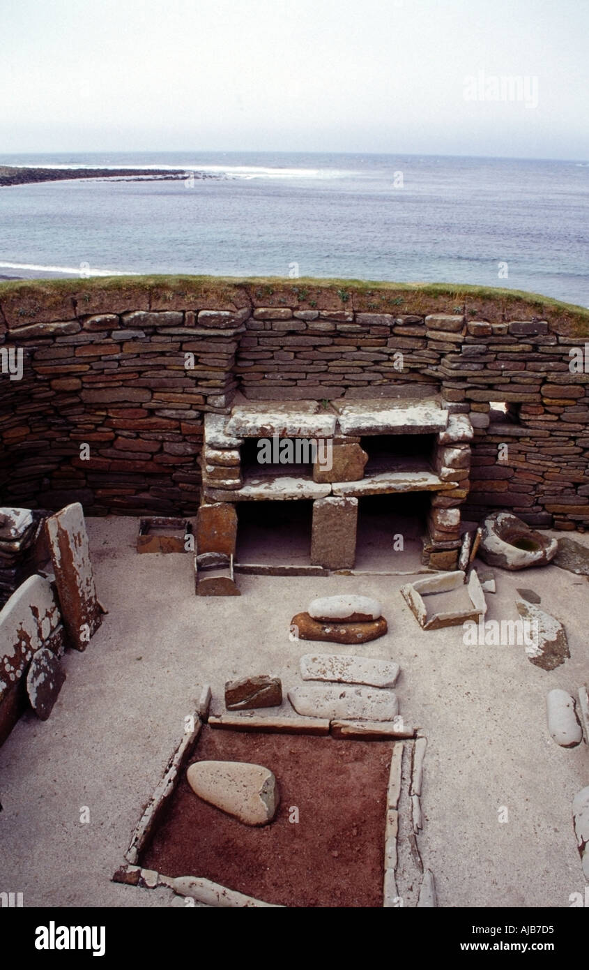 interior of neolithic house skara brae orkney islands scotland europe ...