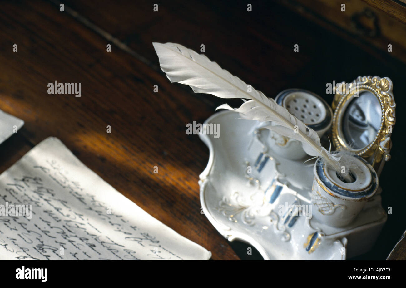 old letter with old writing utensils Stock Photo - Alamy