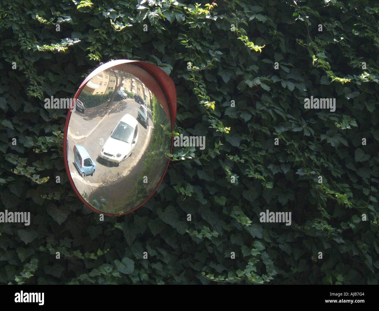 road safety circular mirror Stock Photo - Alamy