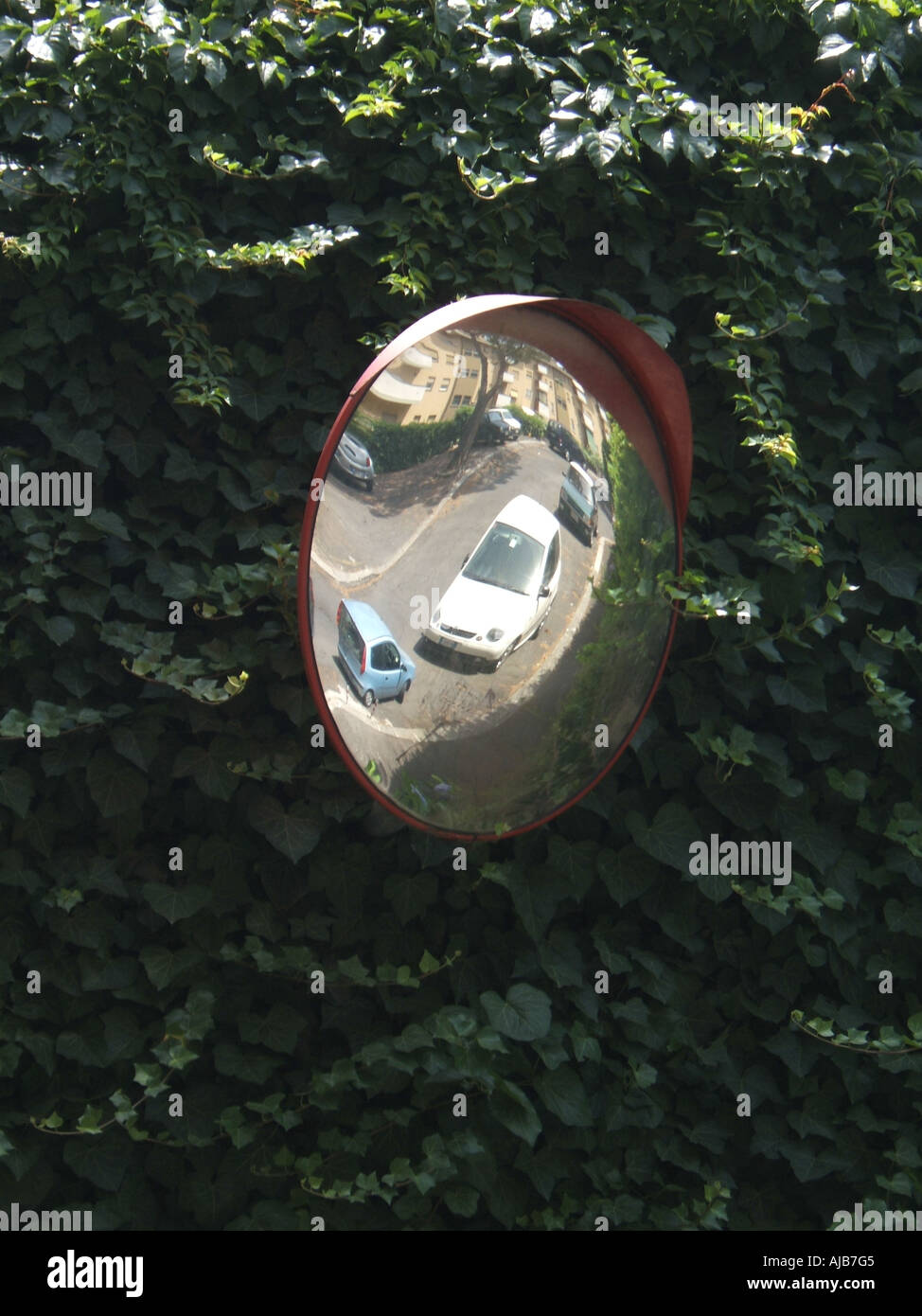 road safety circular mirror Stock Photo - Alamy