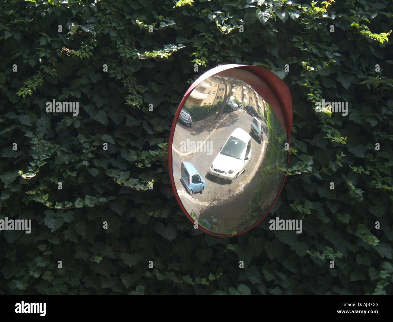 road safety circular mirror Stock Photo - Alamy