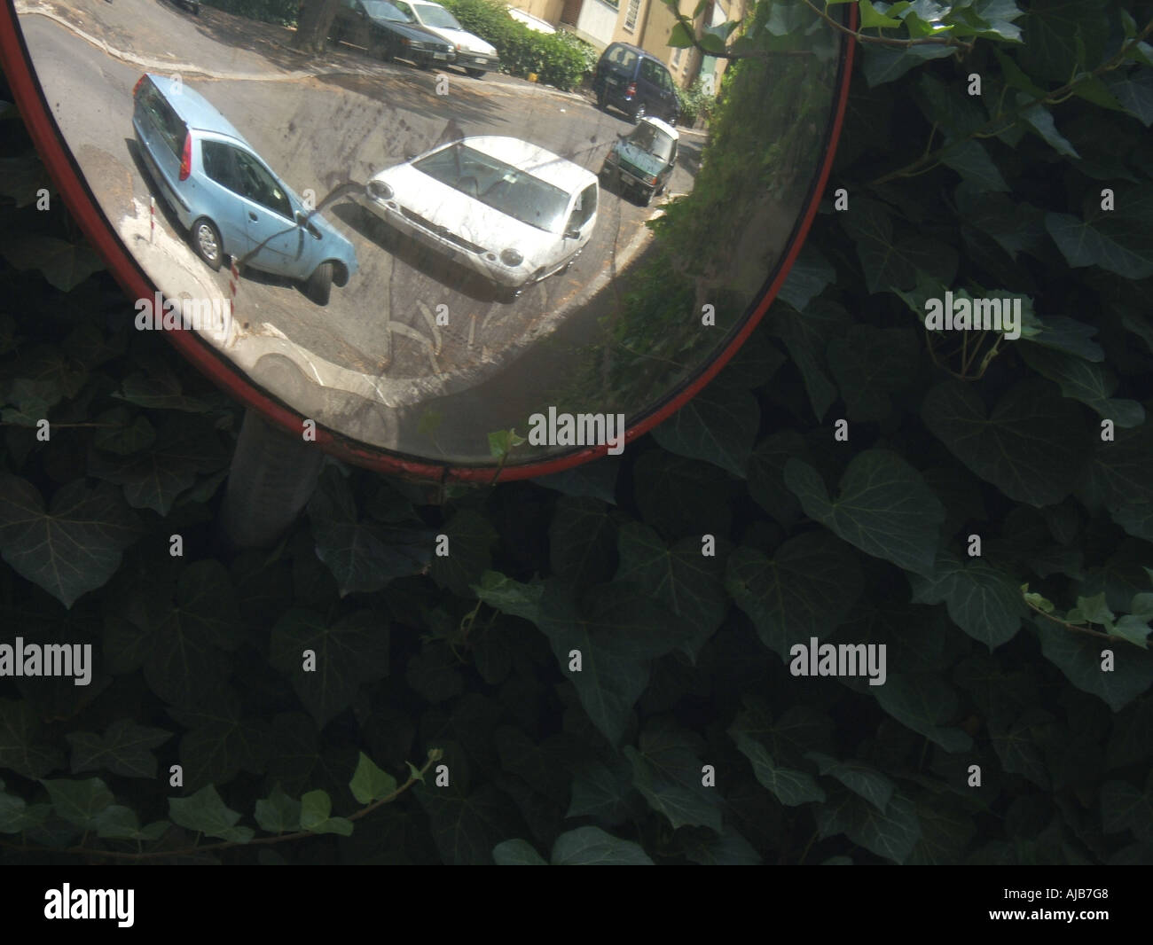 road safety circular mirror Stock Photo - Alamy