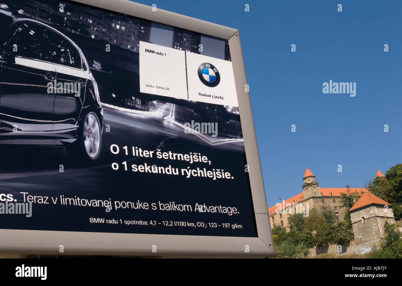 Billboard and Castle Bratislava Slovakia Stock Photo - Alamy