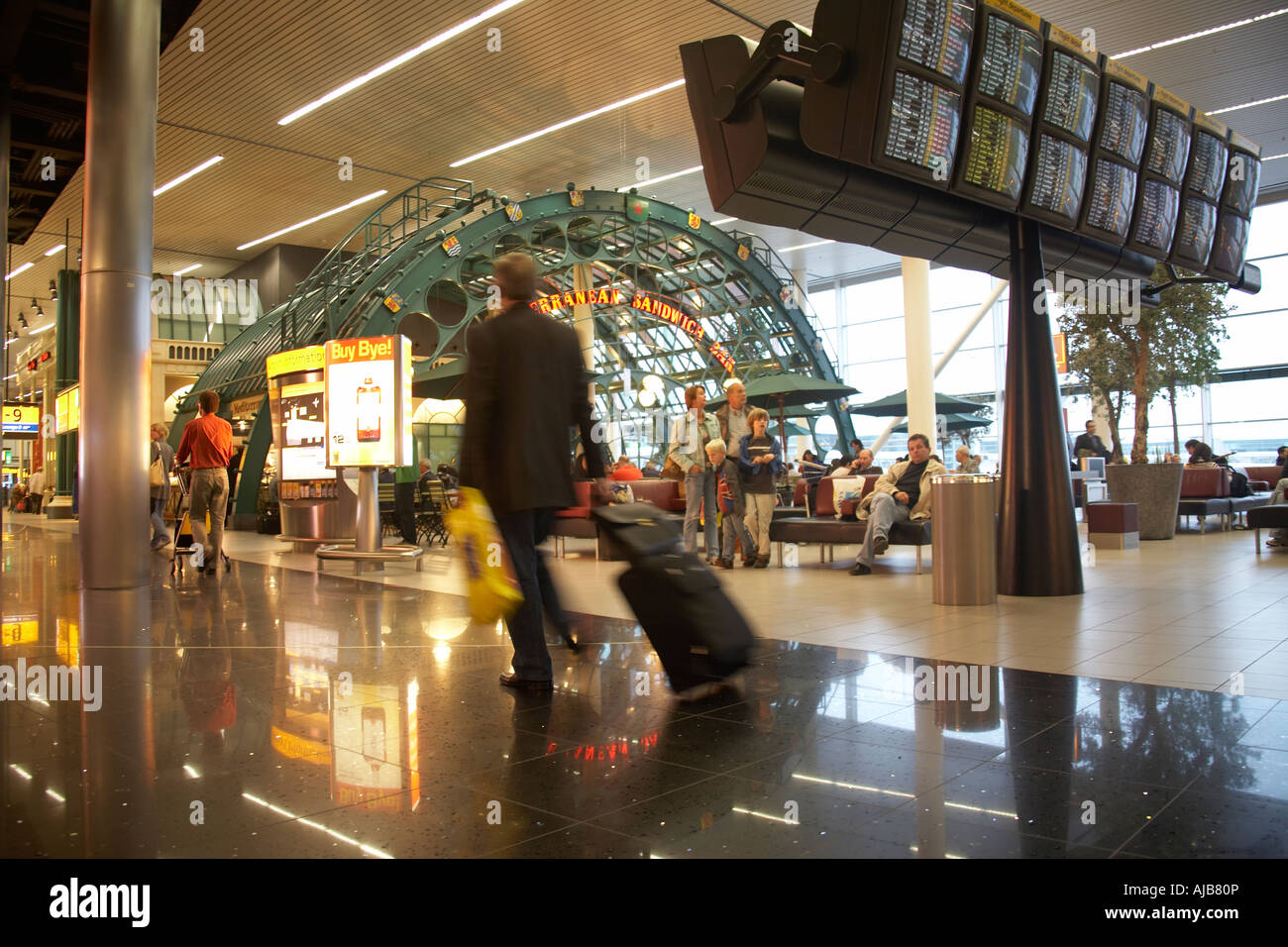 Schiphol airport terminal building interior information screens ...