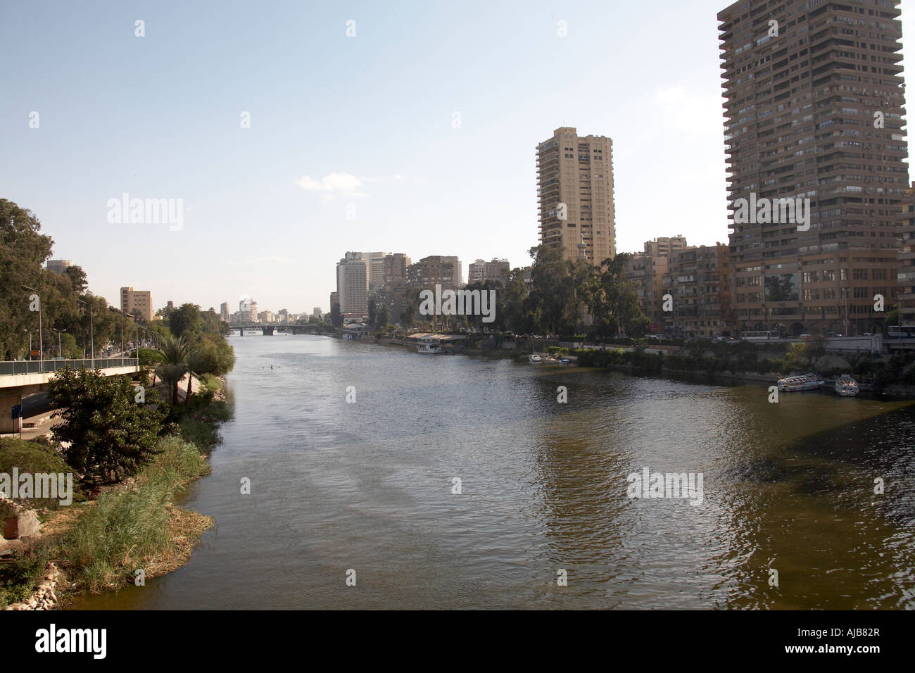 View south with western split of River Nile from 6th October Street ...