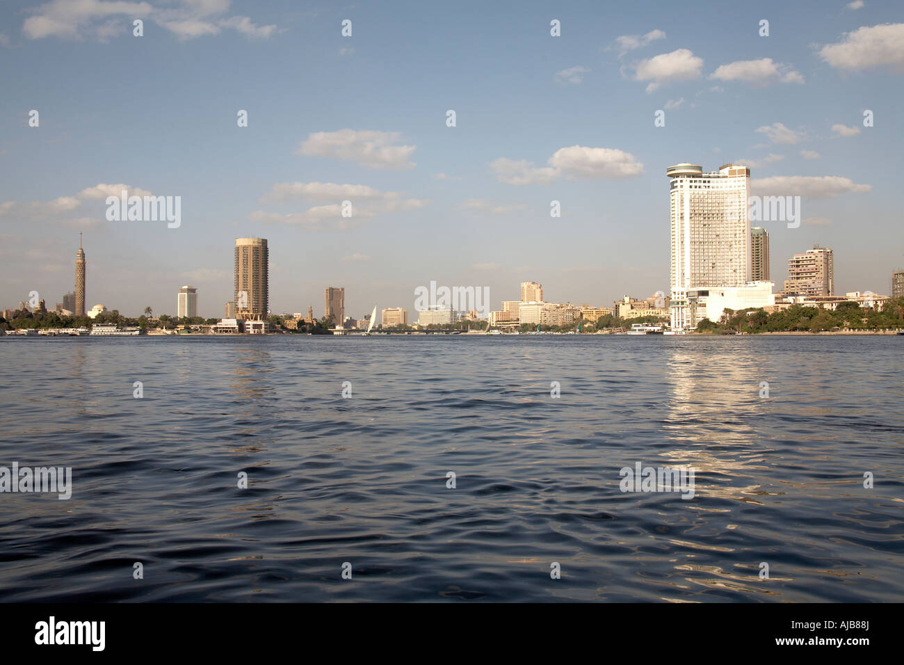 Panorama view north of River Nile Cairo Egypt Africa Stock Photo - Alamy