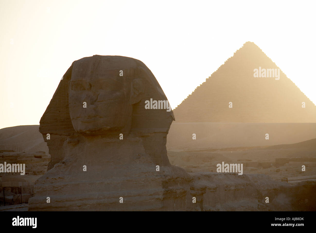 Great Pyramid of Khufu Cheops with Sphinx in evening at sunset Giza ...
