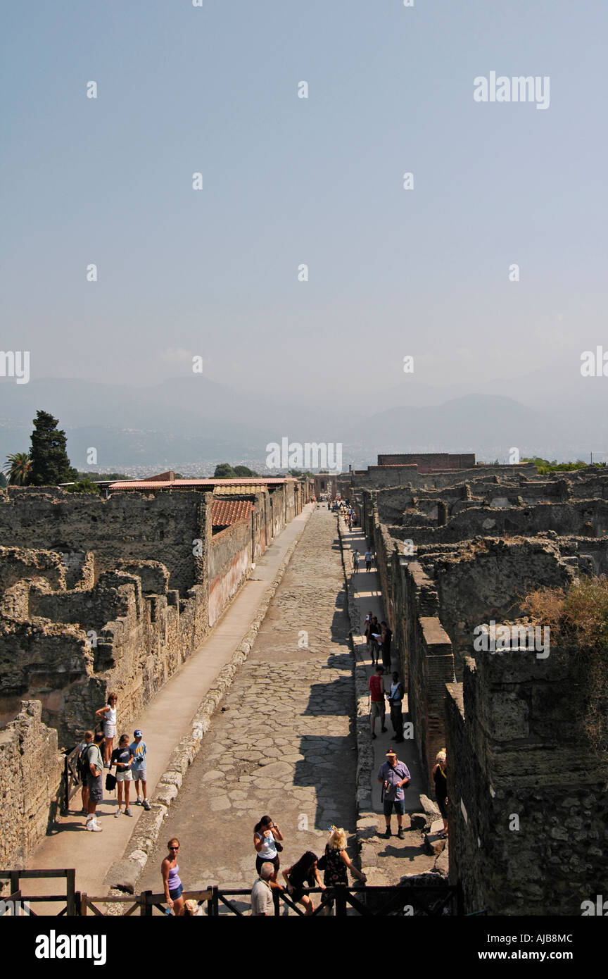 General elevated view of Via di Mercurio from the top of the Torre di ...