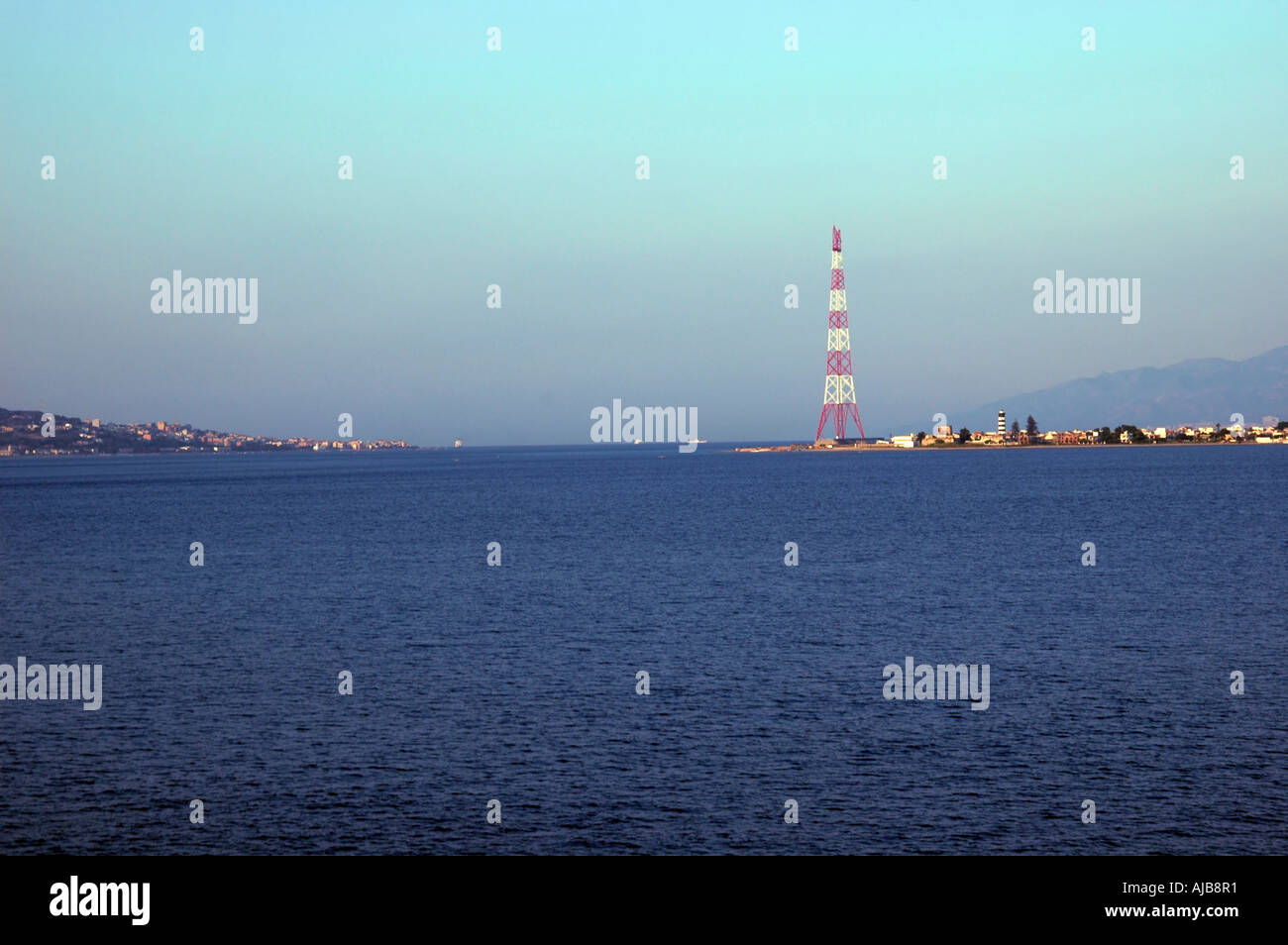 The tower and lighthouse at Punta del Faro Stock Photo - Alamy