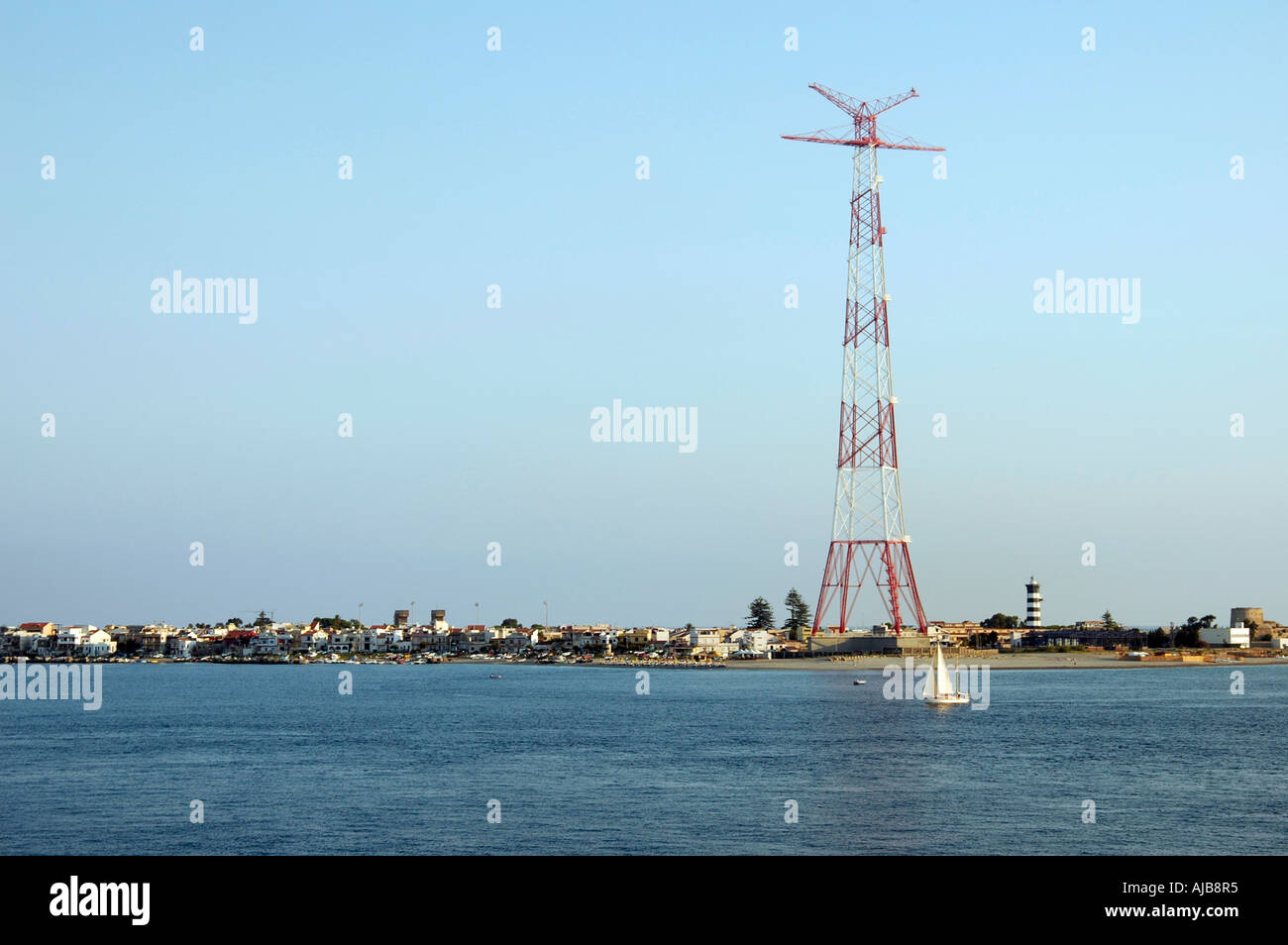 The tower and lighthouse at Punta del Faro Stock Photo - Alamy