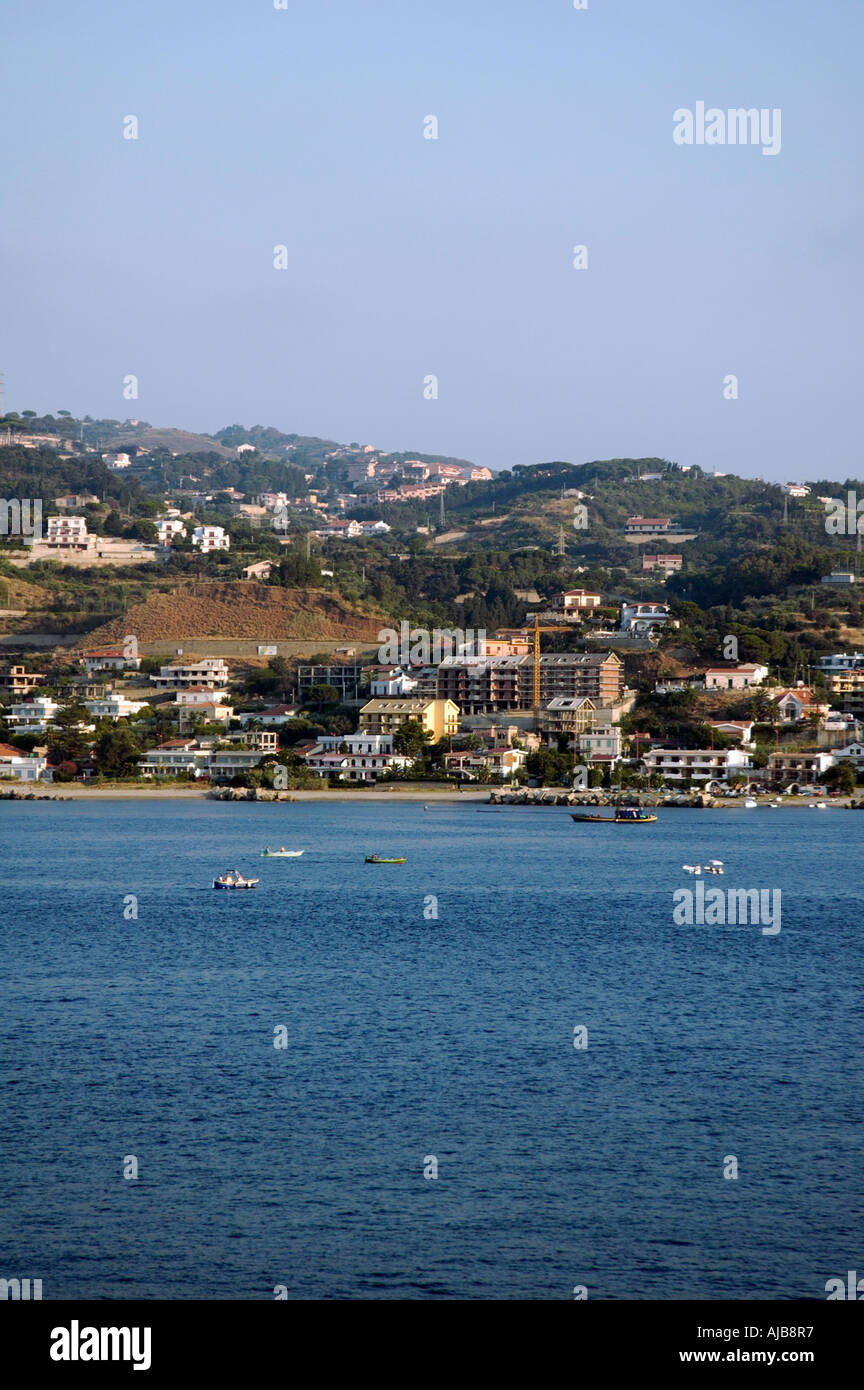 Messina as seen from sea in the Straits of Messina Stock Photo - Alamy