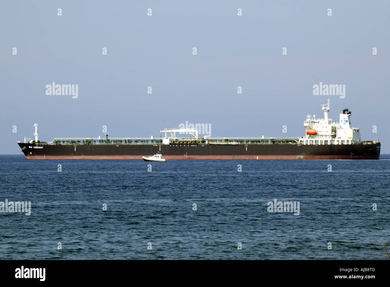 A tanker New Conquest being docked at an oil refinery in Milazzo Sicily ...