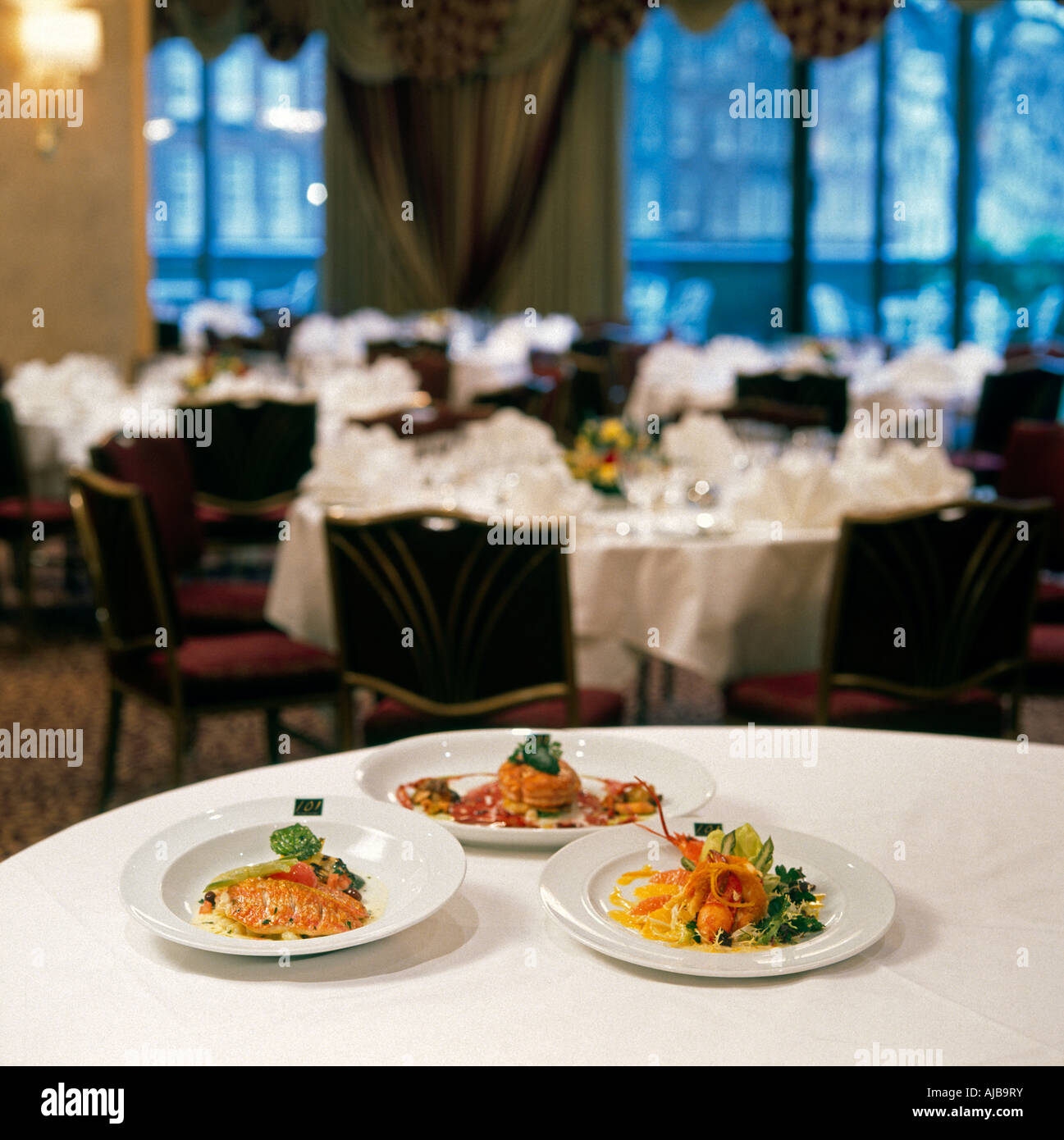 Sample dishes of food in Sheraton Park Tower Hotel London SW1 England ...