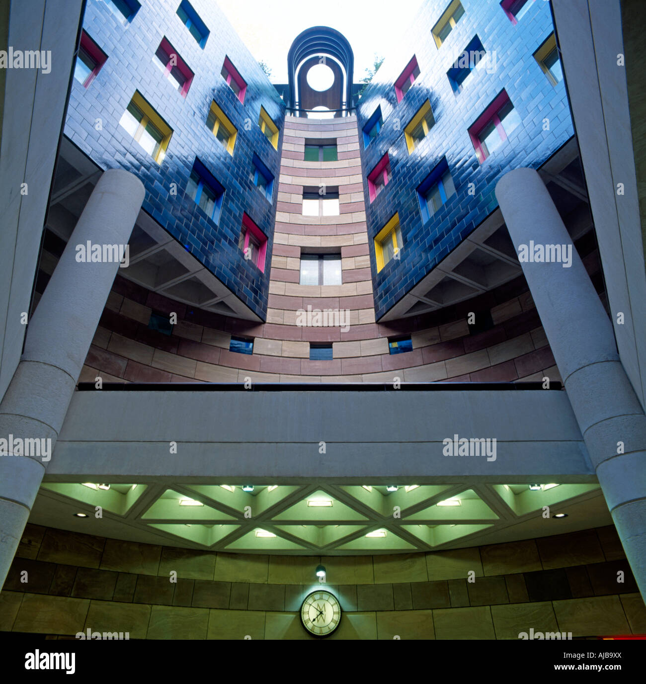 View up atrium of No 1 Poultry office building designed by Sir James ...