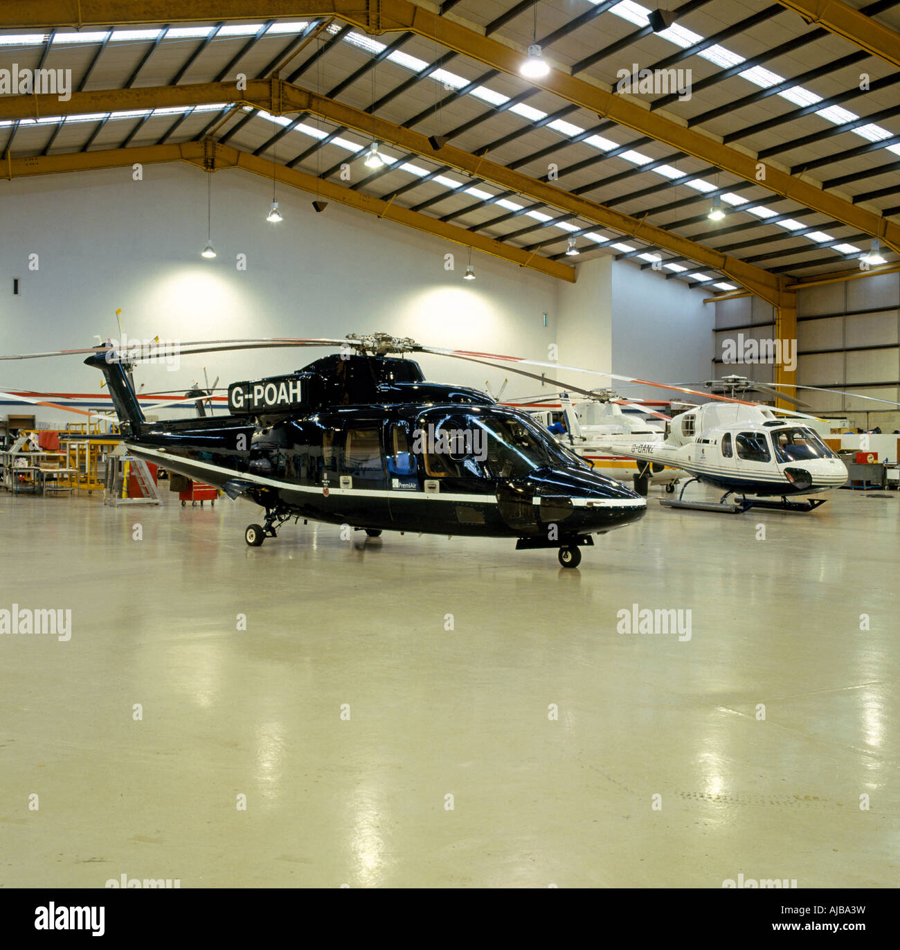 Aircraft hangar interior at Premiair aviation with Twin Squirrell ...