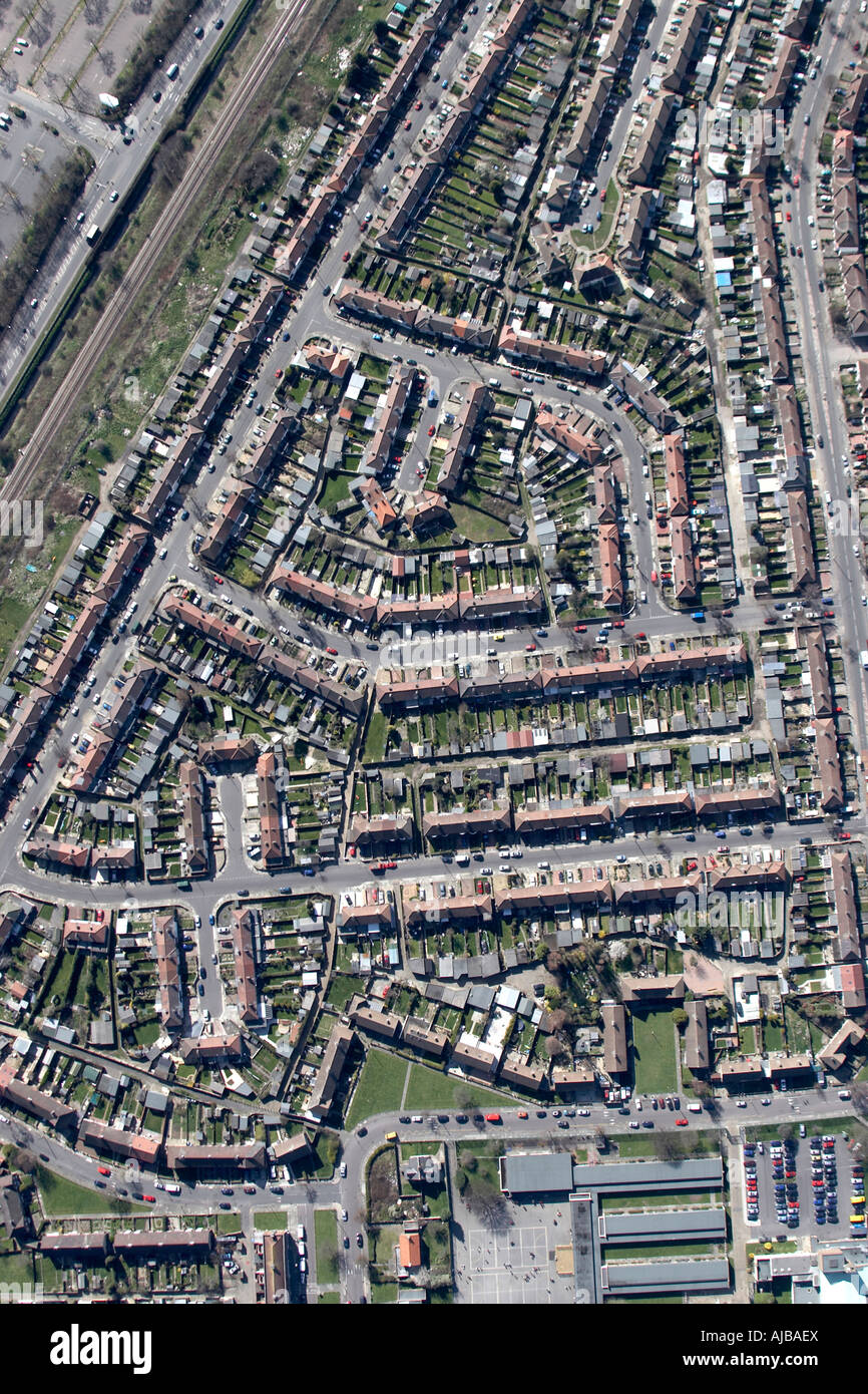 Aerial view west of suburban housing estate London N9 England UK Stock ...