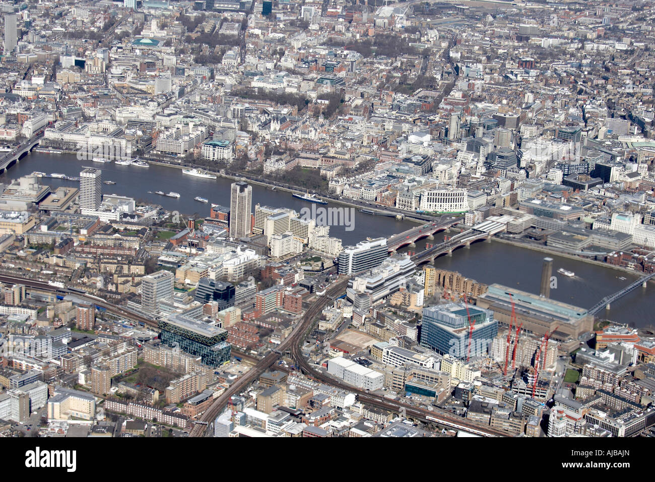 Aerial view north west of River Thames Blackfriars Bridge Holborn The ...