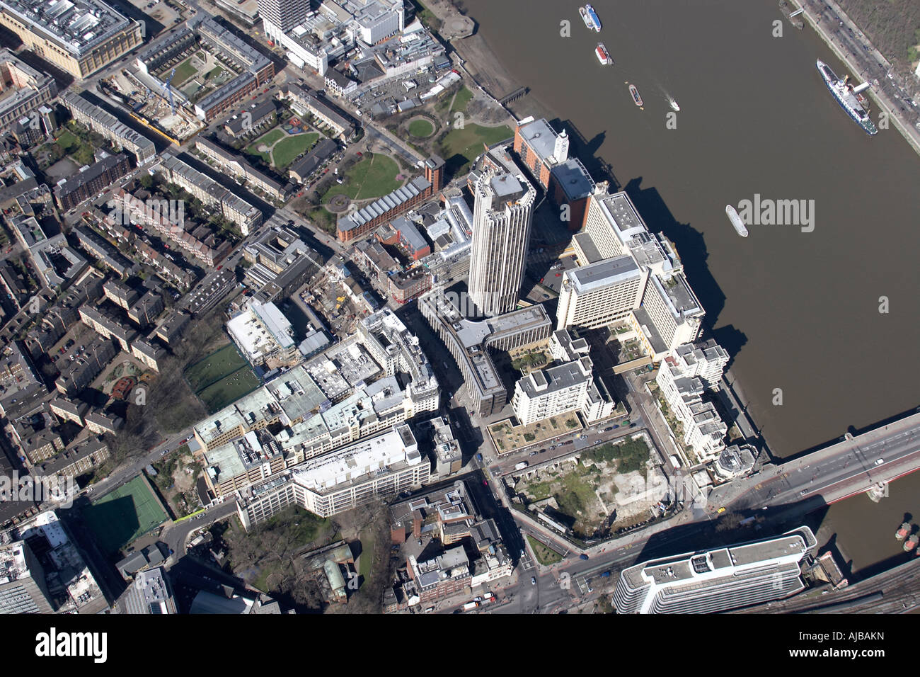 Aerial view west of Sea Containers House Kings Reach Tower River Thames ...