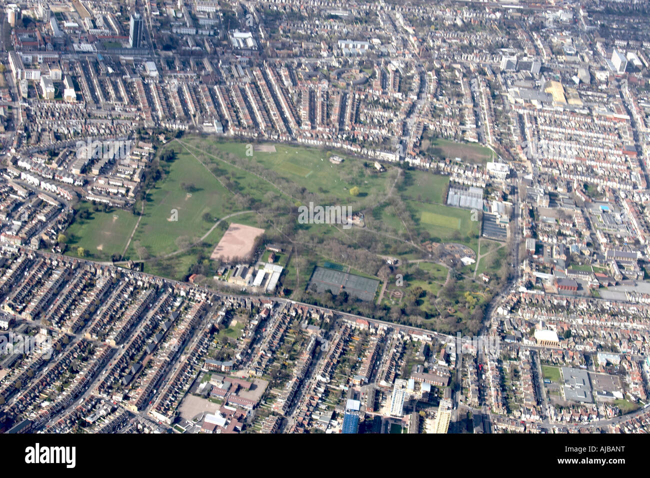 Aerial View North West Of West Ham Park And Suburban Housing London E7