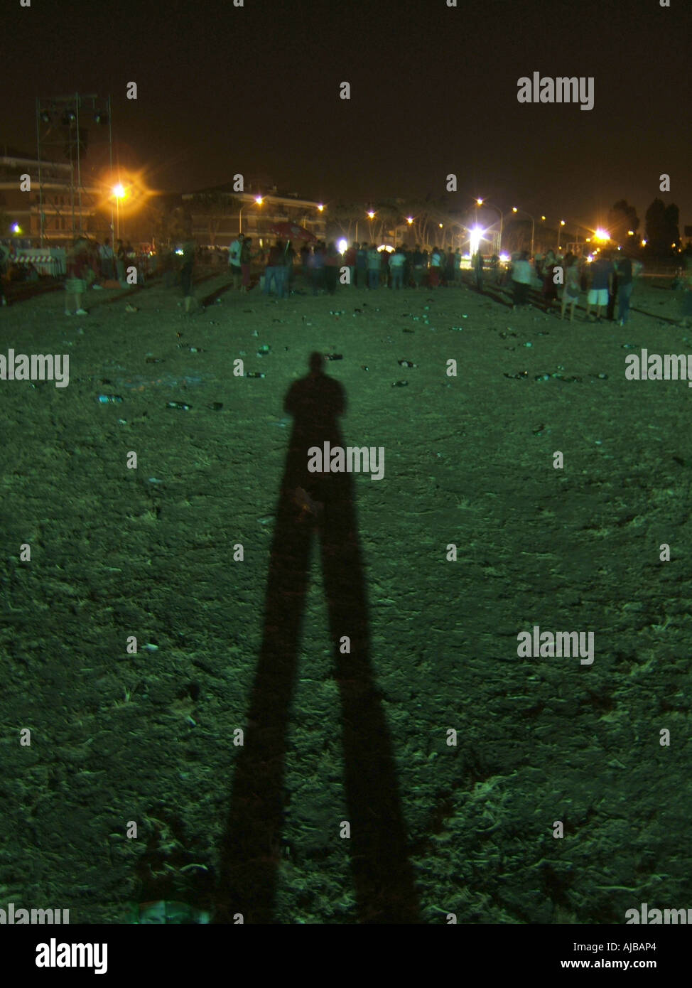 shadow of man in field at night Stock Photo - Alamy