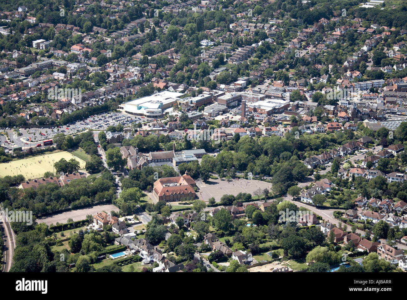 Aerial view east of Sainsbury s supermarket Roding Valley High School ...