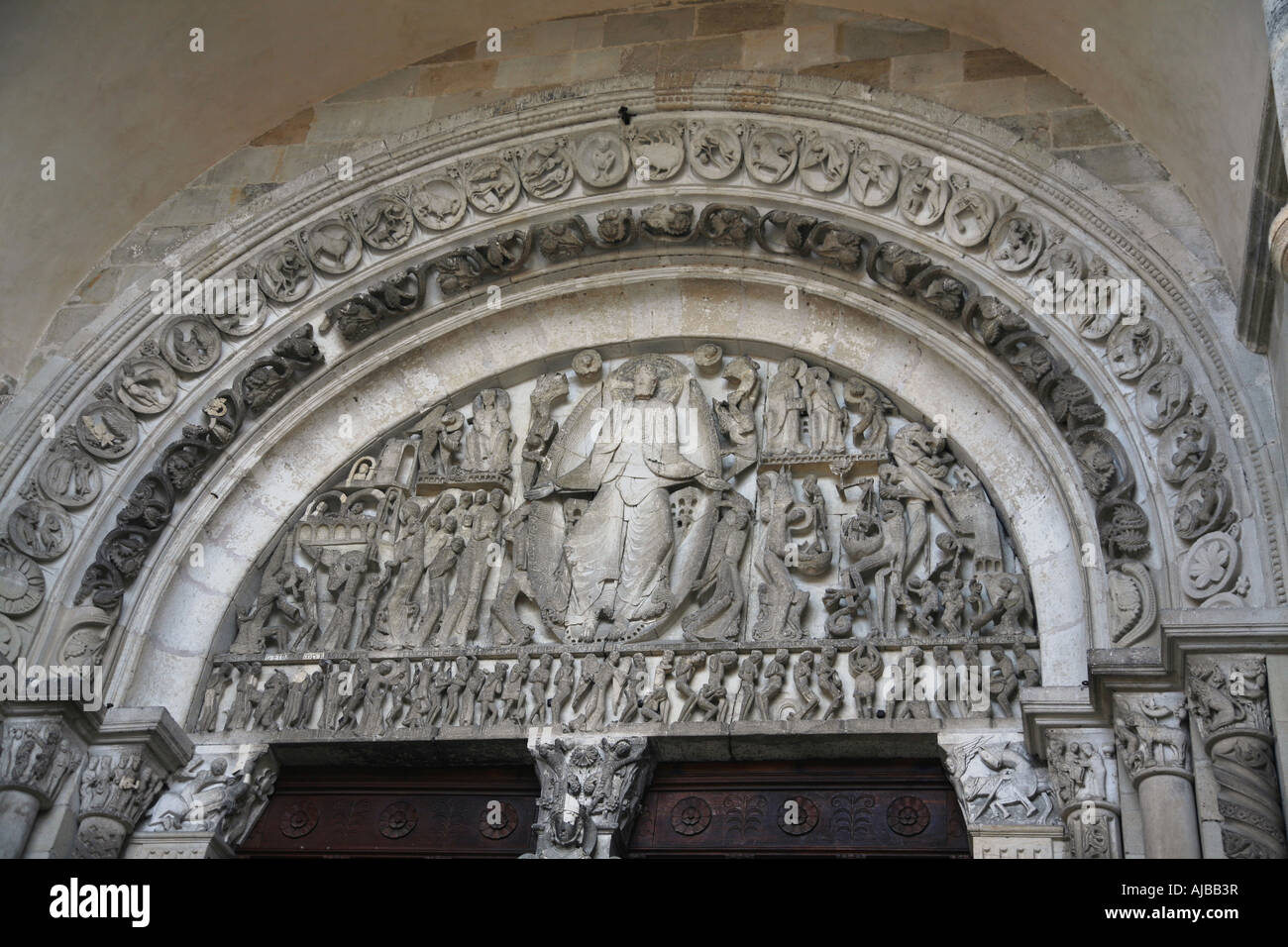 Autun, Romanesque Tympanum above the doorway of the Cathedral Church of ...