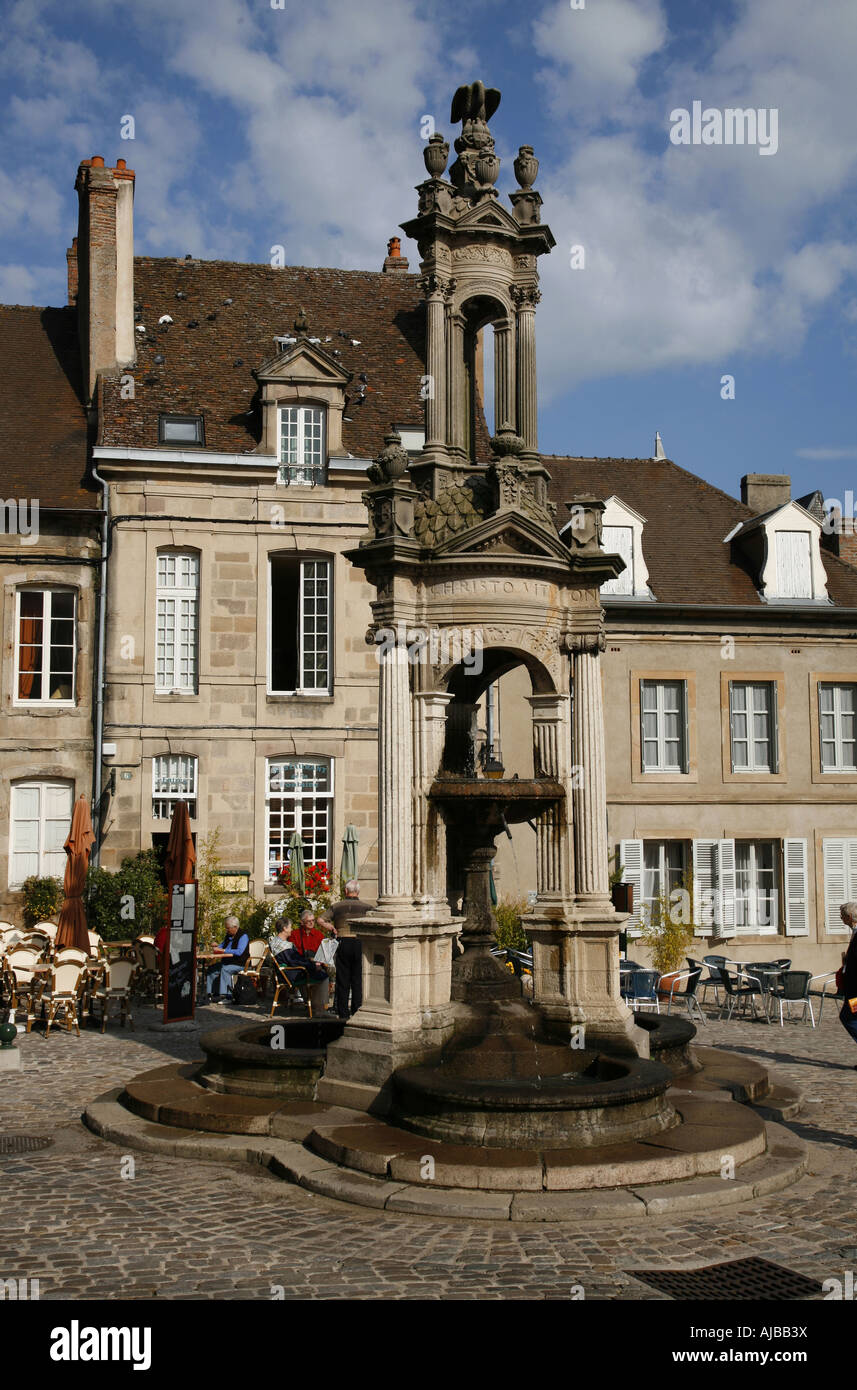 Autun, Picturesque square in front of the Cathedral Church of Saint ...
