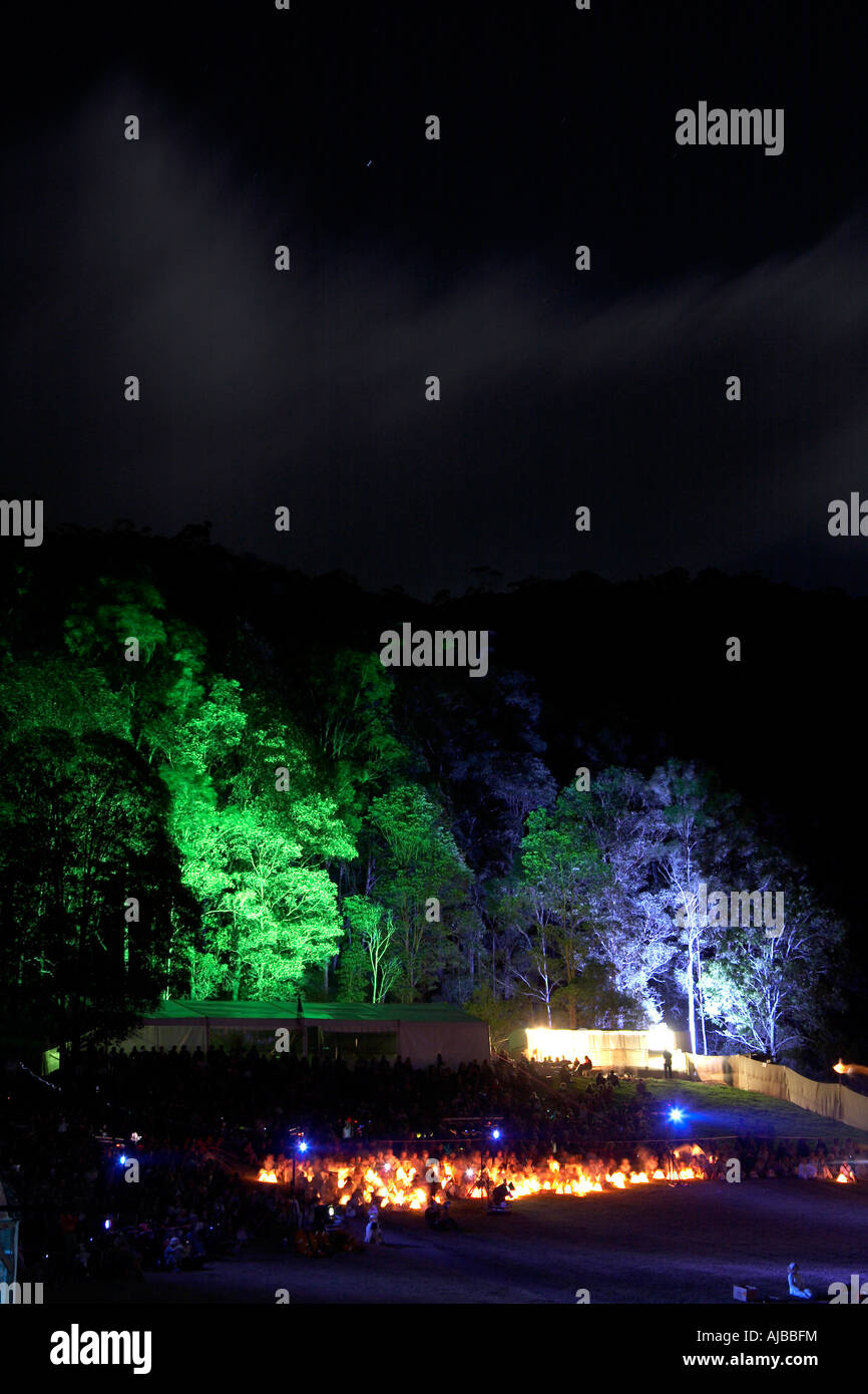 Tree lighting around amphitheatre with audience at Fire Event ...