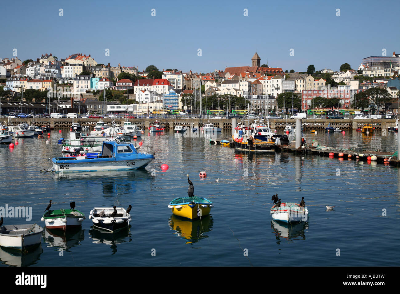 Guernsey - View of St Peter Port from the Fish Quay Stock Photo - Alamy