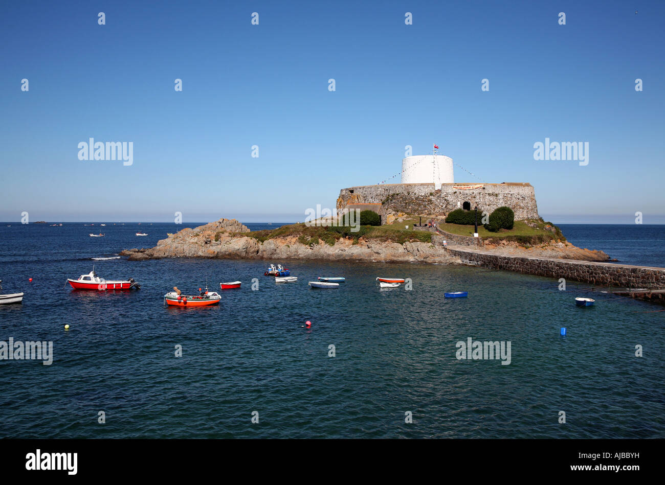 Guernsey - Fort Grey Maritime Museum on Rocquaine Bay Stock Photo - Alamy