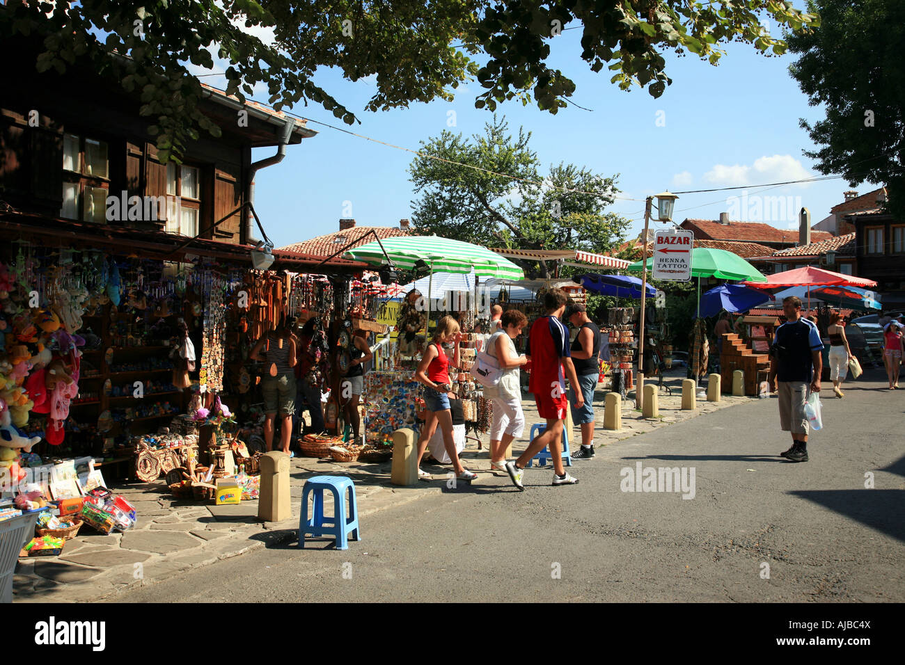 Tourist shops and stalls in Nessebar's old town Stock Photo - Alamy